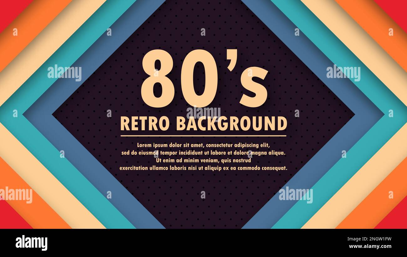 Abstract geometric 1980's colorful background with retro colors ...