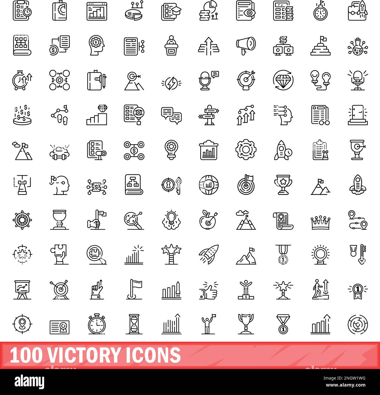 100 victory icons set. Outline illustration of 100 victory icons vector ...