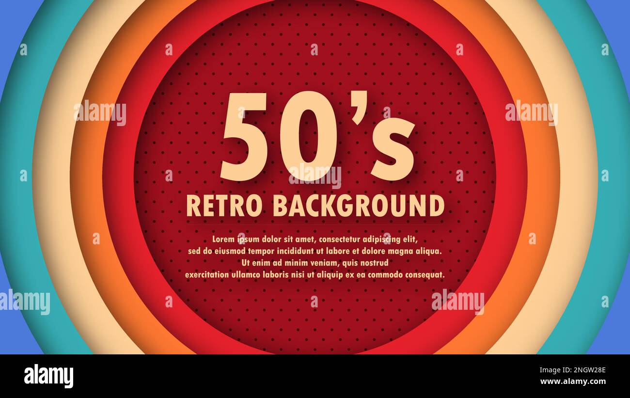 Abstract geometric circle1950's colorful background with retro colors ...