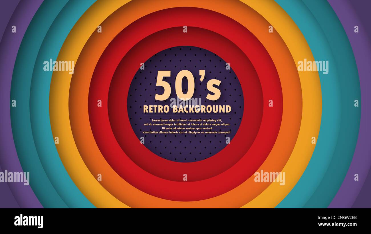 Abstract geometric circle1950's colorful background with retro colors ...