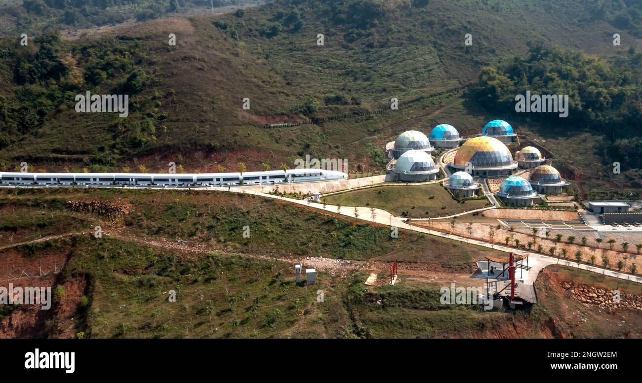 A four-star hotel designed in the shape of a train at Moc Chau Island ...