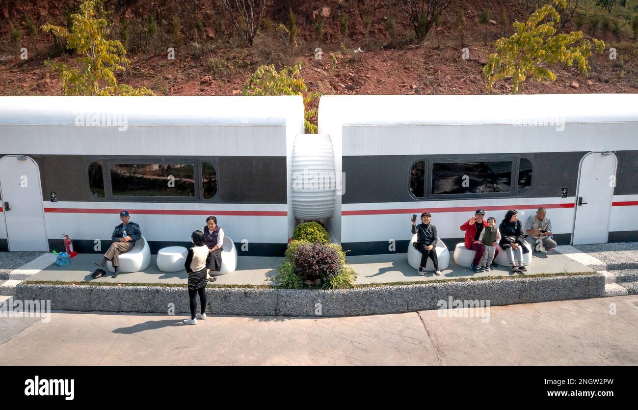 A four-star hotel designed in the shape of a train at Moc Chau Island ...
