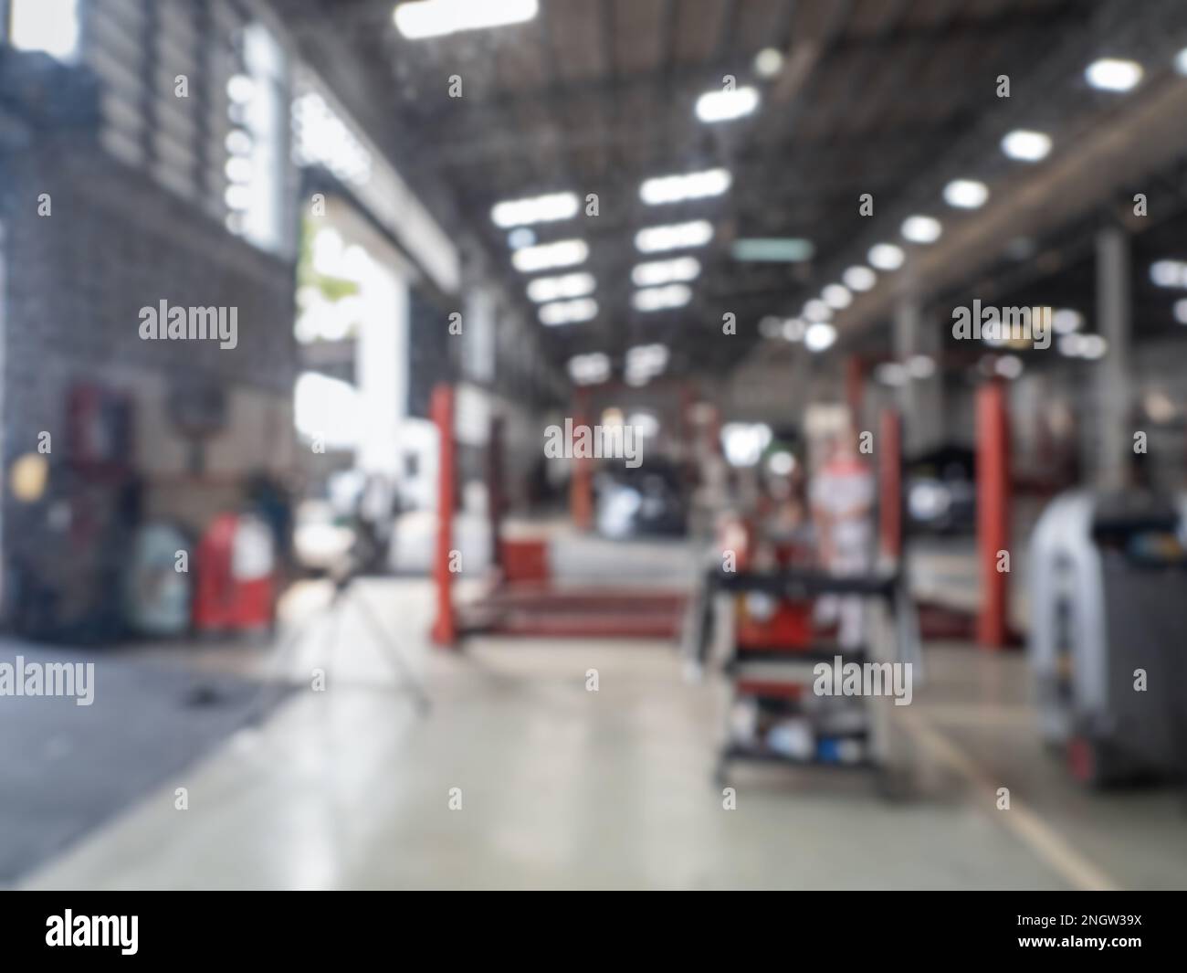 Abstract blur car garage automobile interior. Blurred mechanic service ...