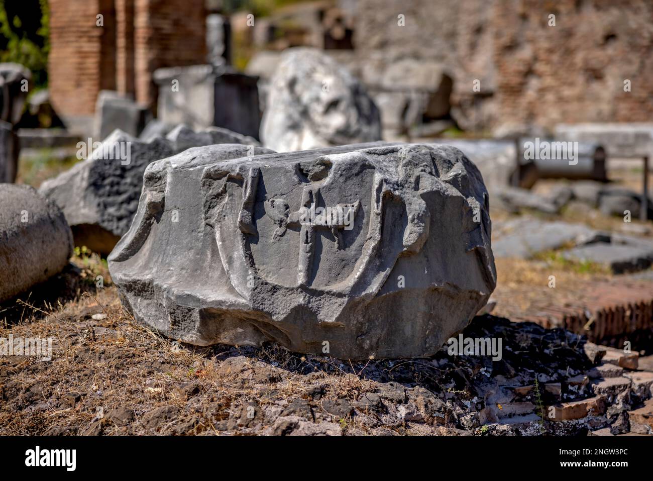 Roman Forum Column Base, Rome, Italy Stock Photo - Alamy