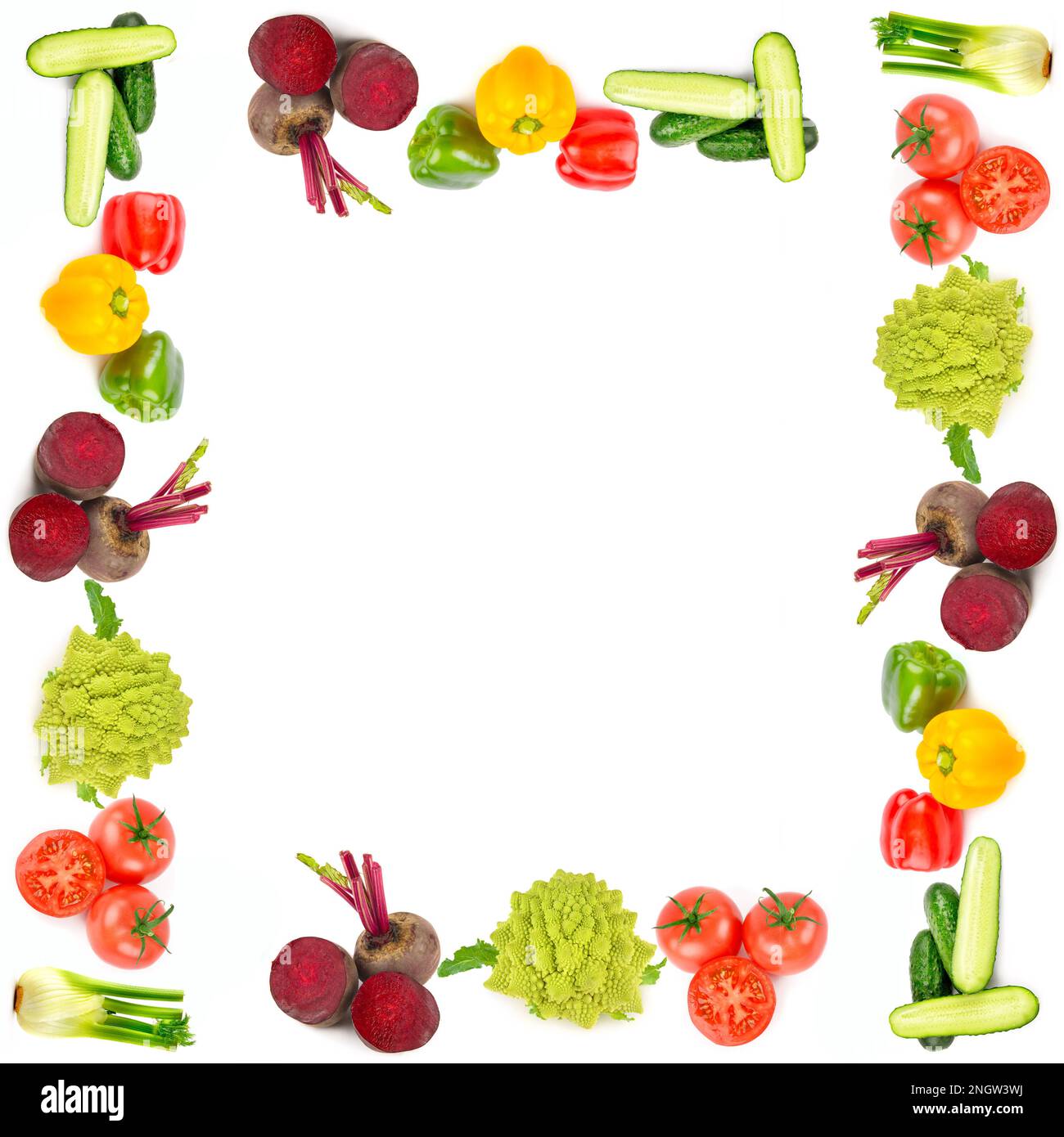 Set of vegetables isolated on white background. Collage. Original frame ...