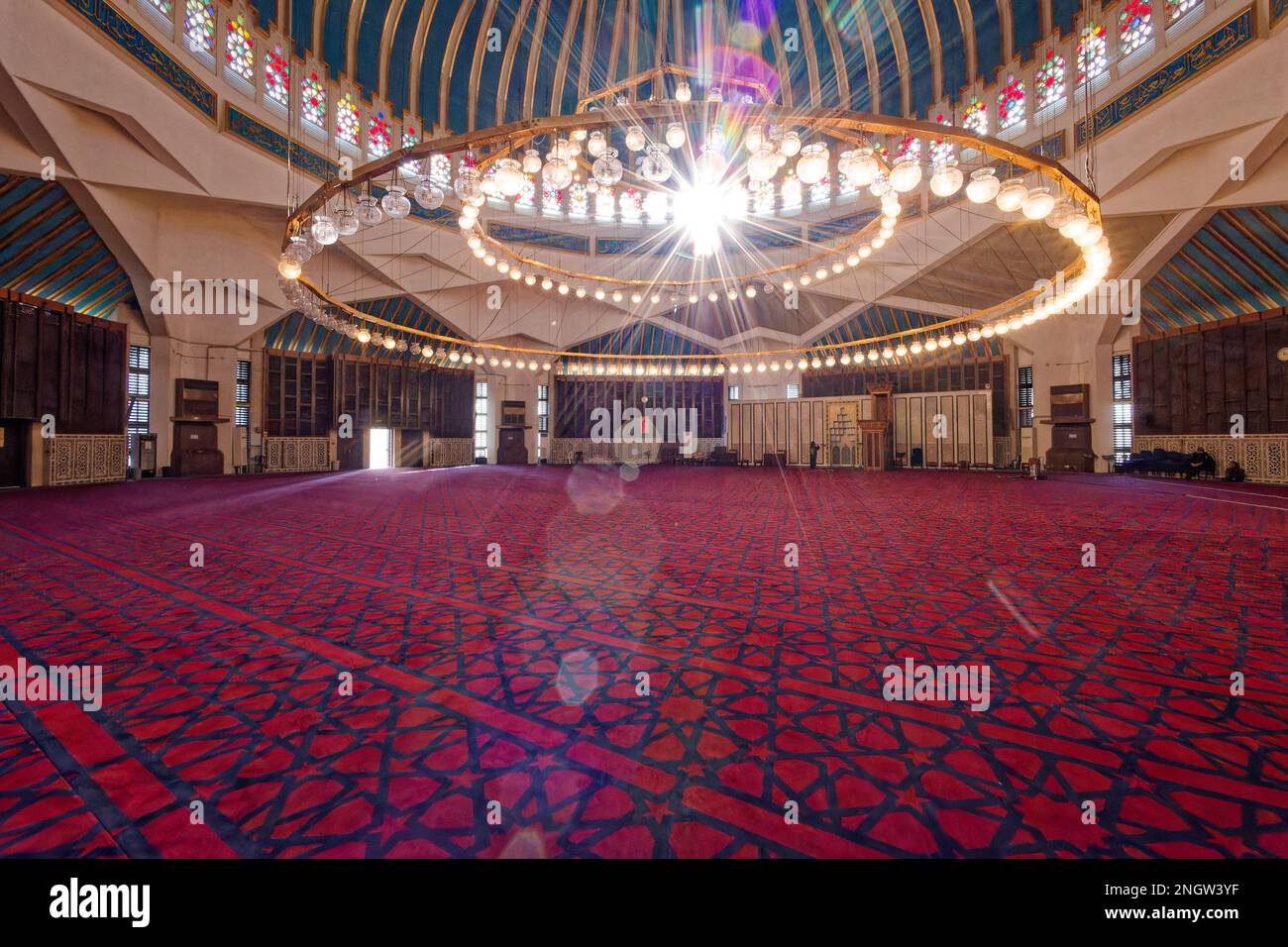 Interior of King Abdullah I Mosque in Amman, Jordan. Credit: MLBARIONA ...