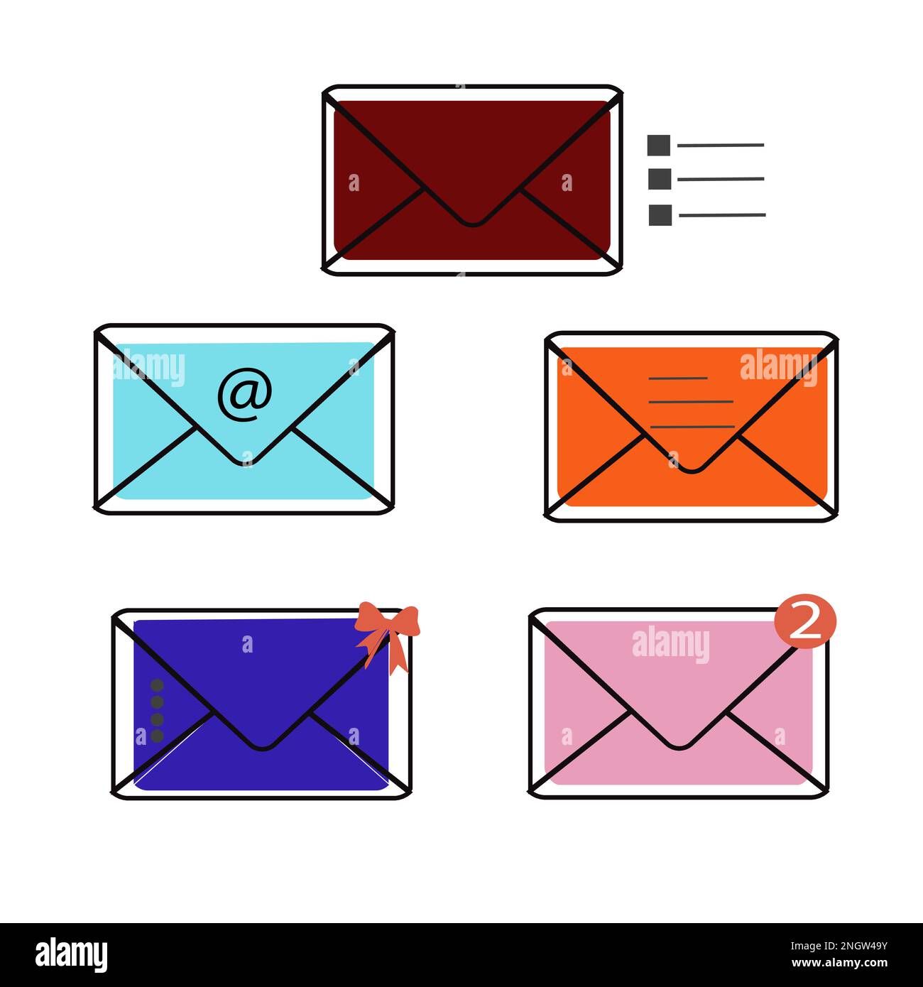 Letter envelope with paper document vector illustration. Closed, open ...