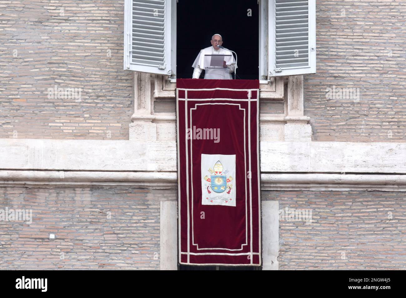 Vatican city, Vatican 19 February, 2023. Pope Francis leads the Angelus ...