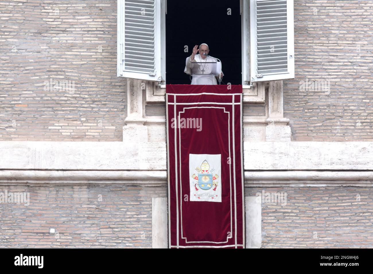 Vatican city, Vatican 19 February, 2023. Pope Francis leads the Angelus ...