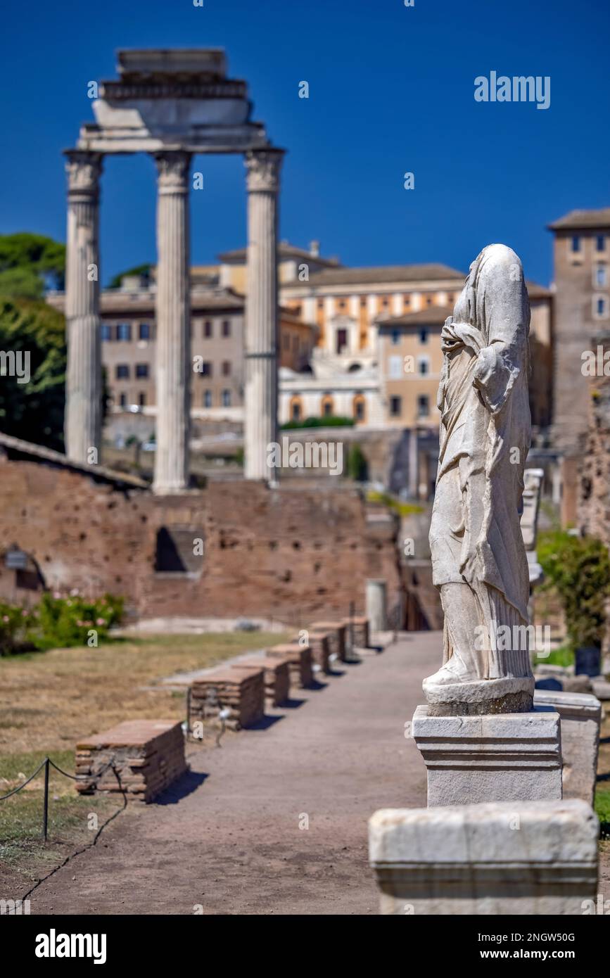 House of the Vestals & Il Tempio dei Dioscuri Stock Photo - Alamy