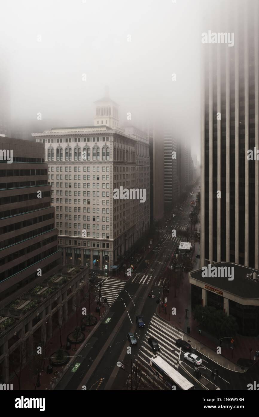 San Francisco, USA - December 30th 2022: Fog and low cloud envelop the ...