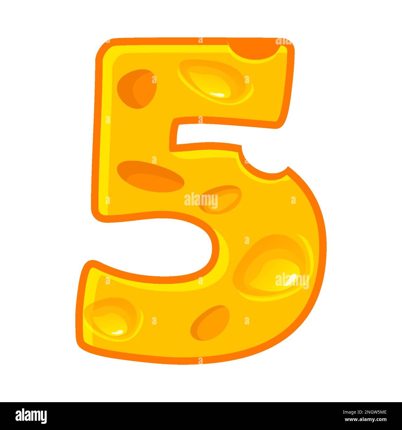 Cheese number 5. Five font kids number. Figure 5 Stock Vector Image ...