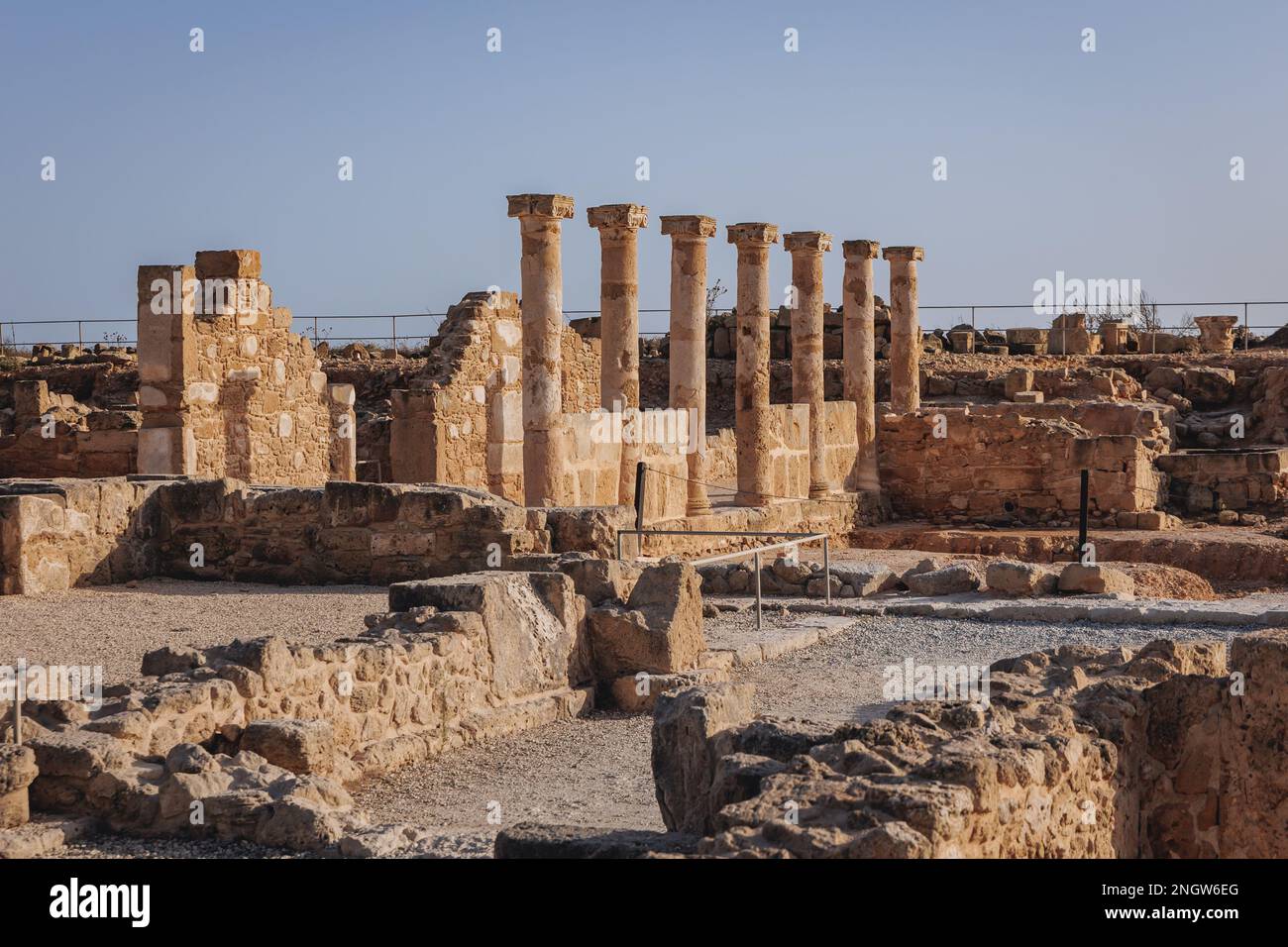 Ruins of House of Theseus villa in Paphos Archaeological Park in Paphos ...