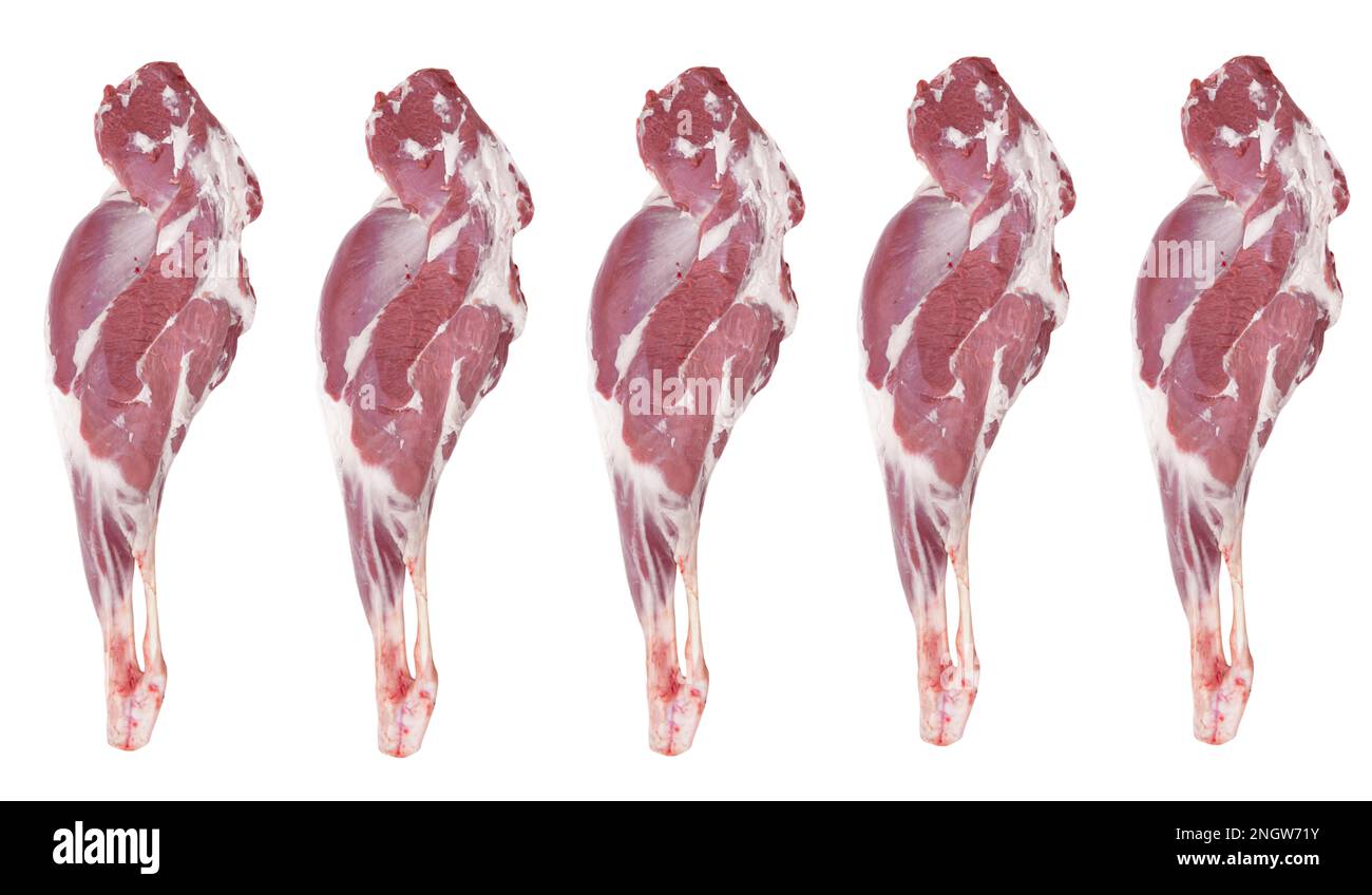Fresh raw lamb legs pattern isolated on white background. Fresh lamb ...
