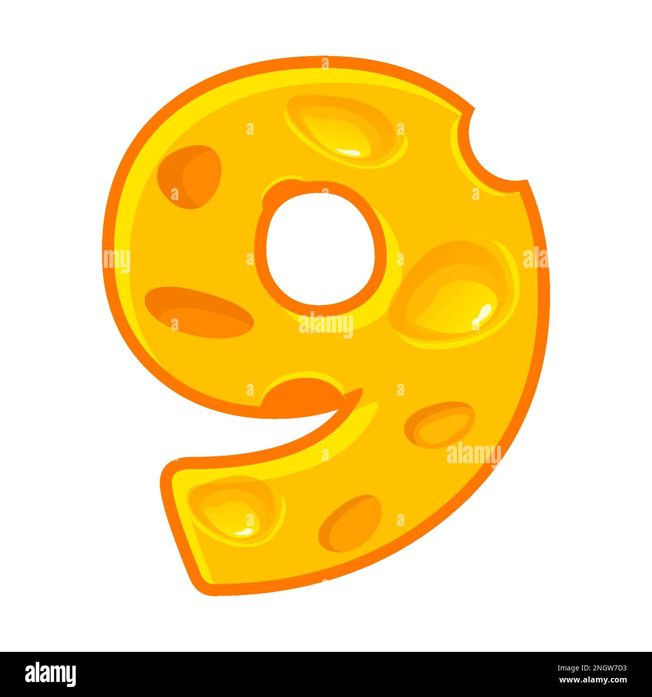Cheese number 9. Ninefont kids number. Figure 9 Stock Vector Image ...