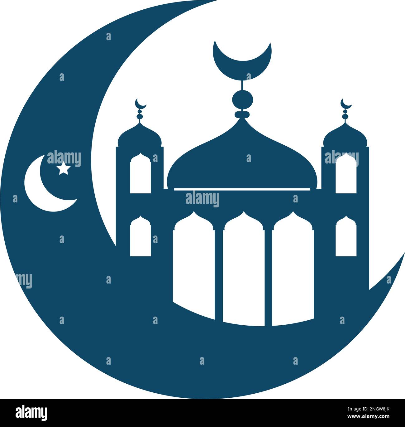 crescent moon with mosque Stock Vector Image & Art - Alamy