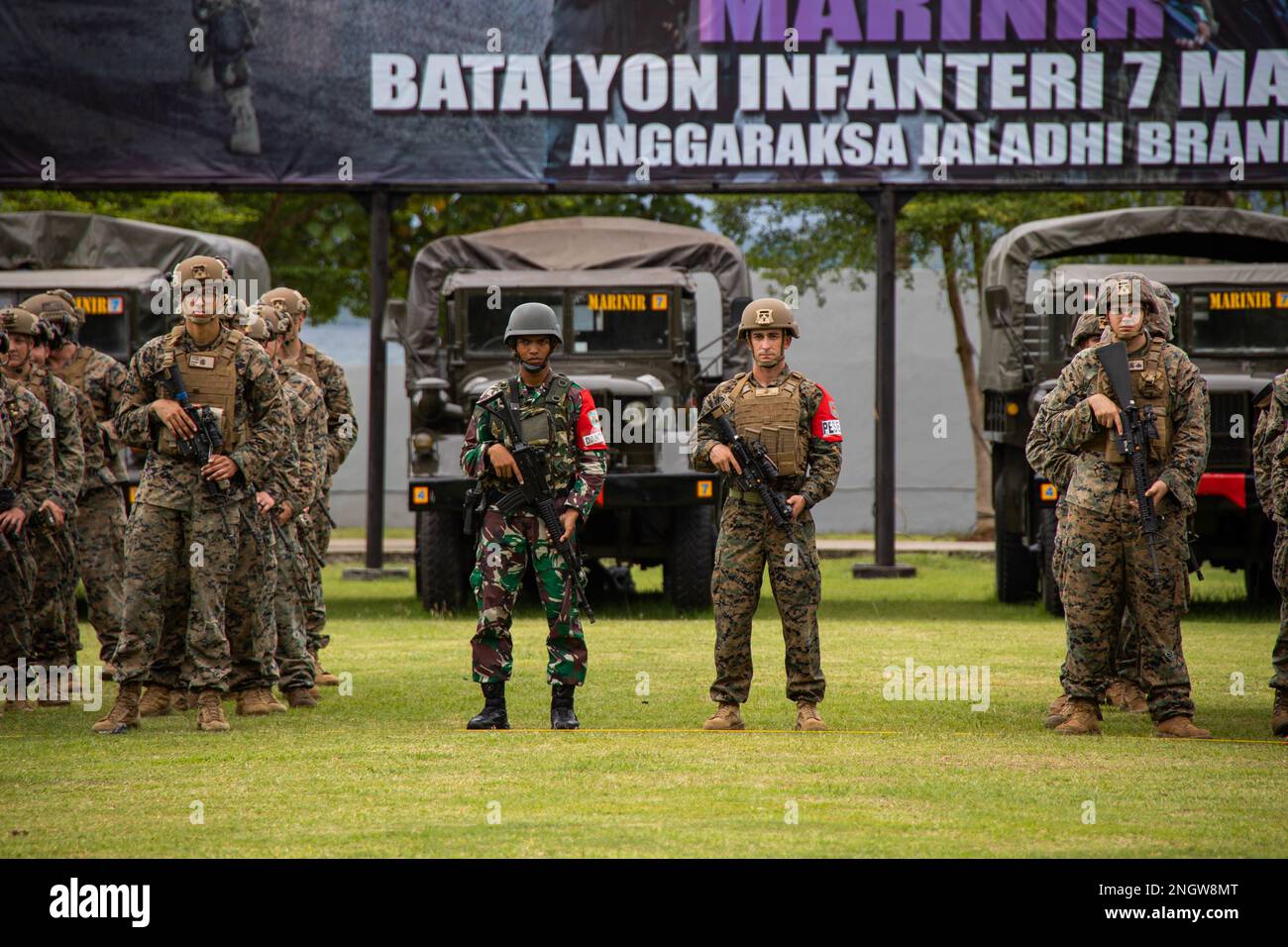 U.S. Marine Corps 1st Lt. Patrick Nazeck, right center, Combat Engineer ...
