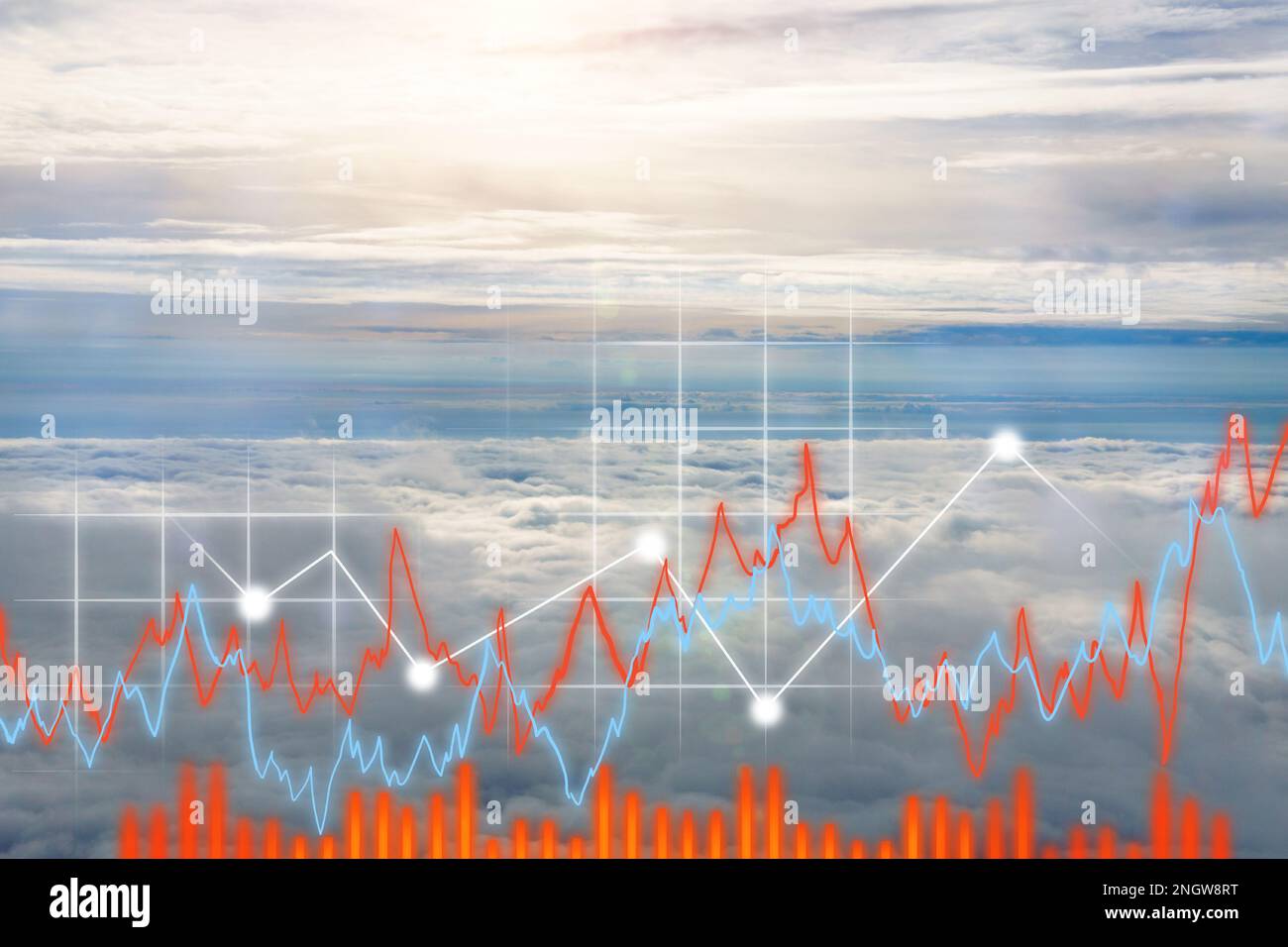 Environment data symbol forecast for meteorology. Business chart cloudy ...