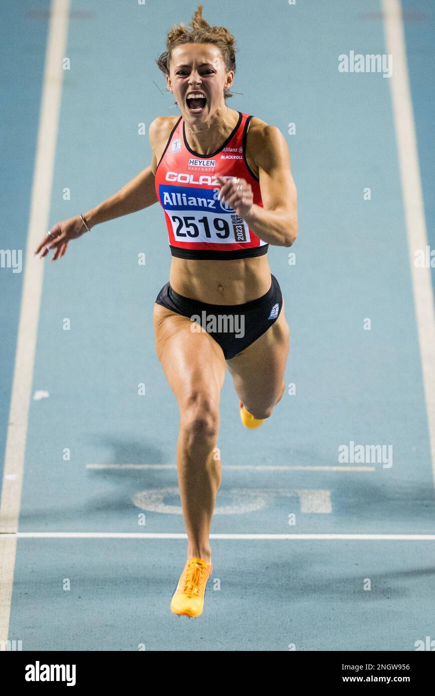 Belgian Rani Rosius pictured in action during the women's 60m sprint ...