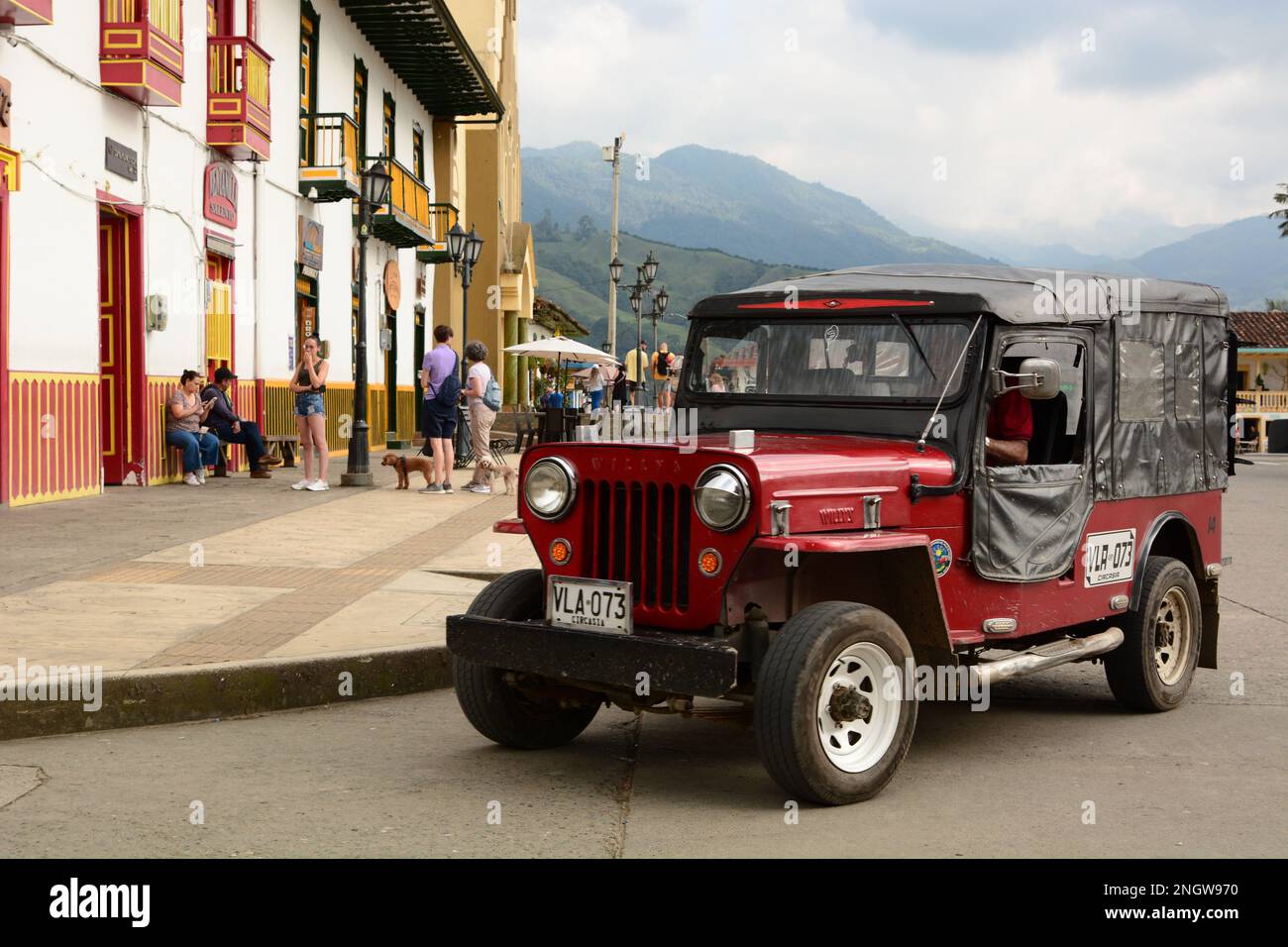 Jeep Willys in Plaza de Bolivar. Salento. Quindio department. Colombia ...