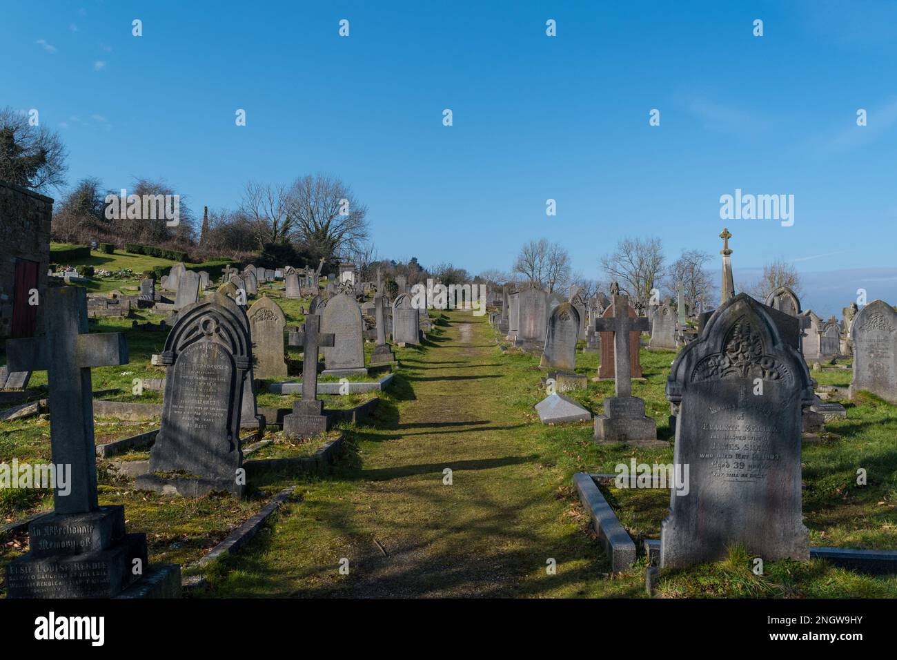 The Medieval Church of St Giles nestled on the slopes of a hill in the ...