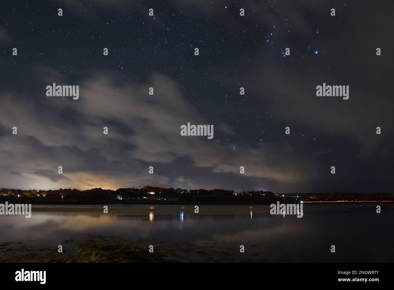 Stars across Hayle estuary Stock Photo - Alamy