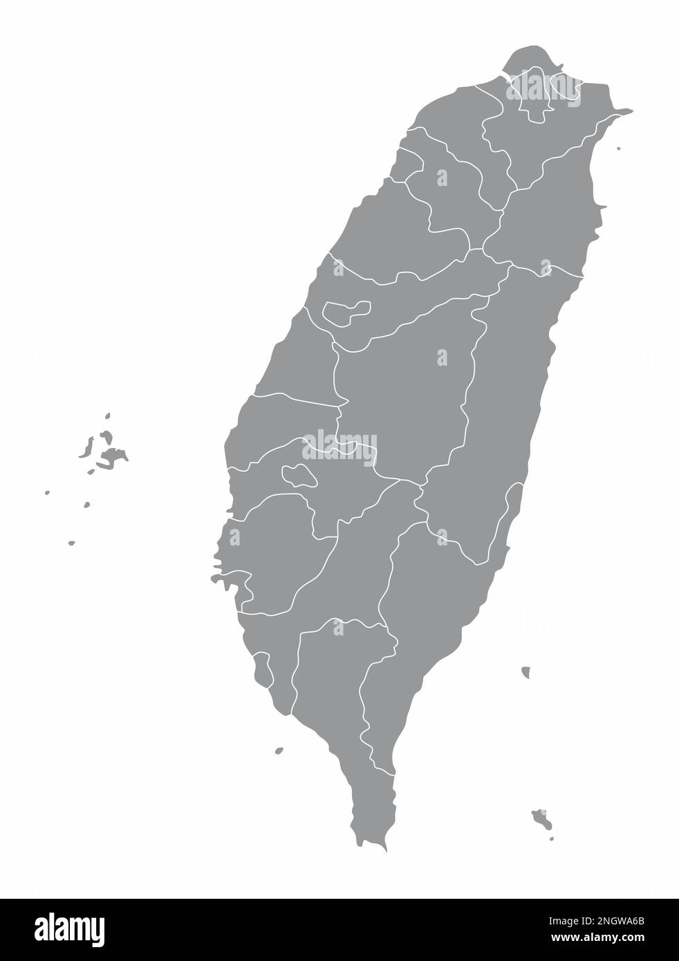 Taiwan administrative map isolated on white background Stock Vector ...