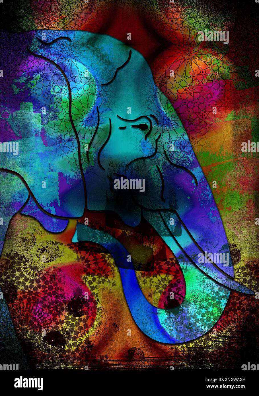 Colorful Abstract Elephant with Moroccan Ornament Illustration Stock ...