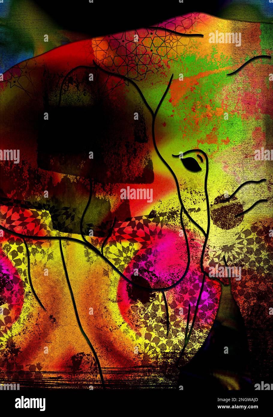 Colorful Abstract Elephant with Moroccan Ornament Illustration Stock ...