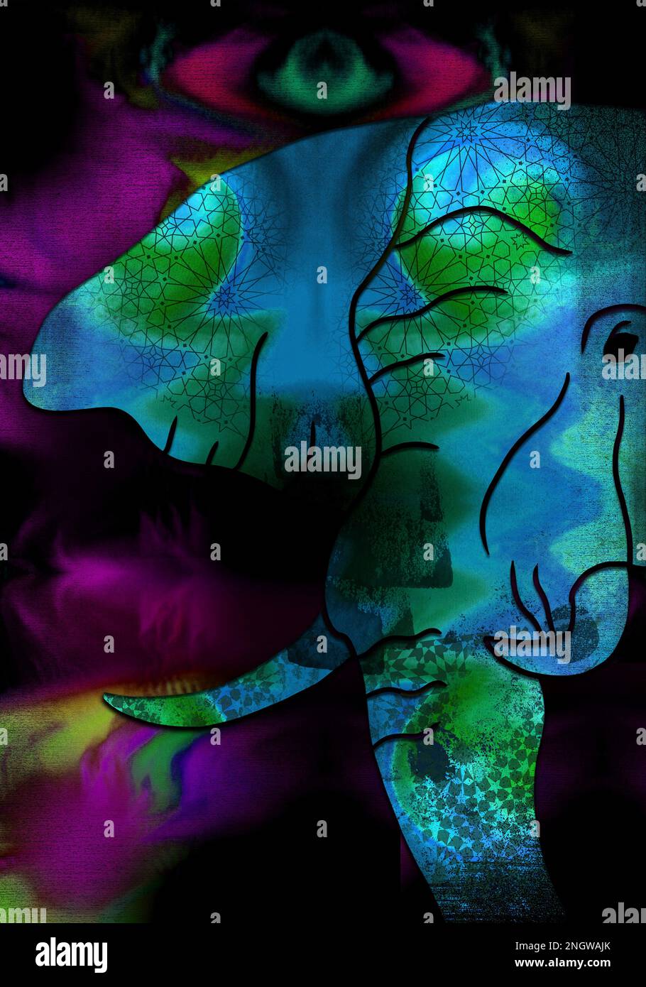 Colorful Abstract Elephant with Moroccan Ornament Illustration Stock ...