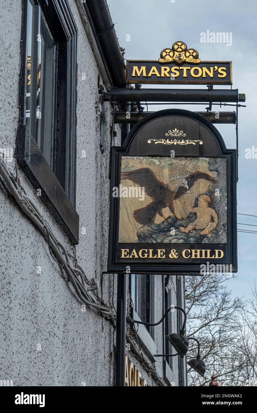 Eagle & Child Pub Sign Stock Photo - Alamy