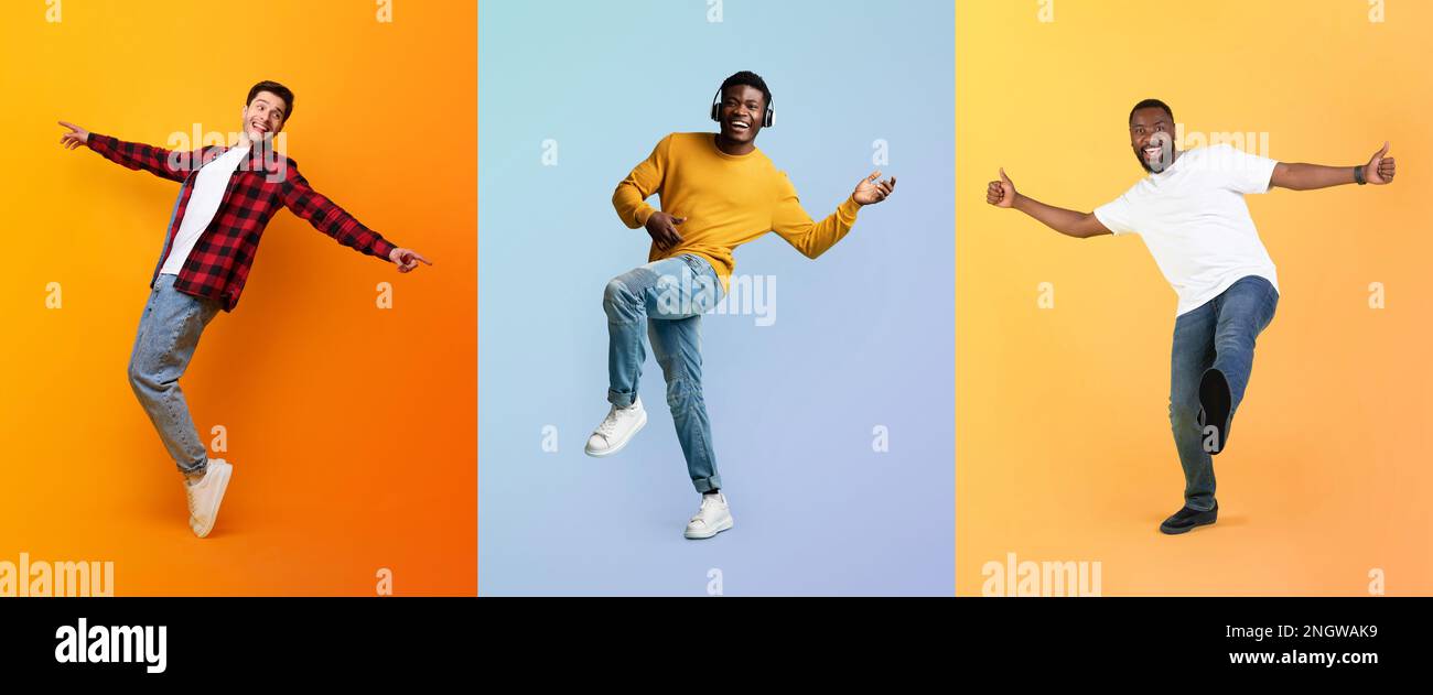 Positive dancing multiethnic active hi-res stock photography and images ...