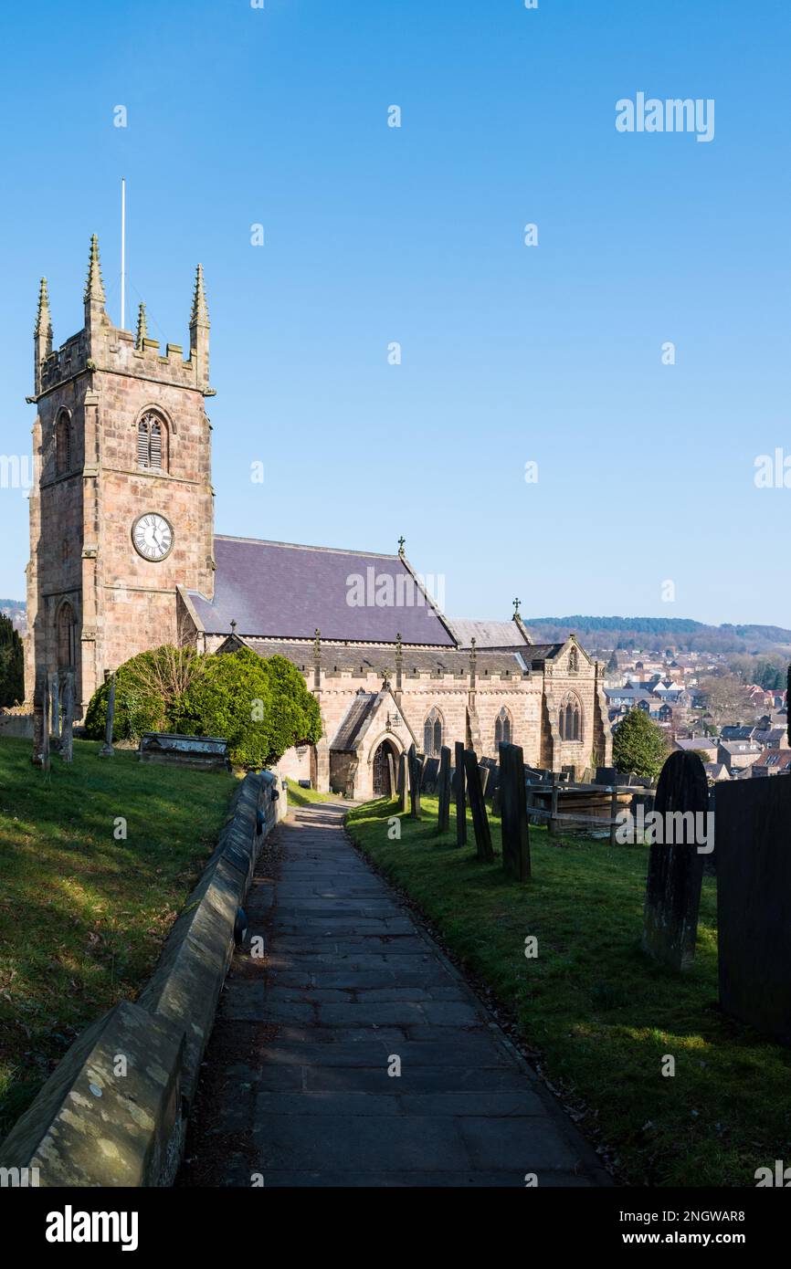 The Medieval Church of St Giles nestled on the slopes of a hill in the ...