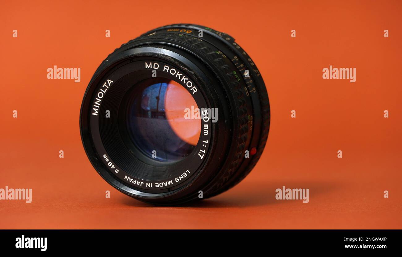 minolta md vintage film camera lens, dirty and dusty Stock Photo - Alamy