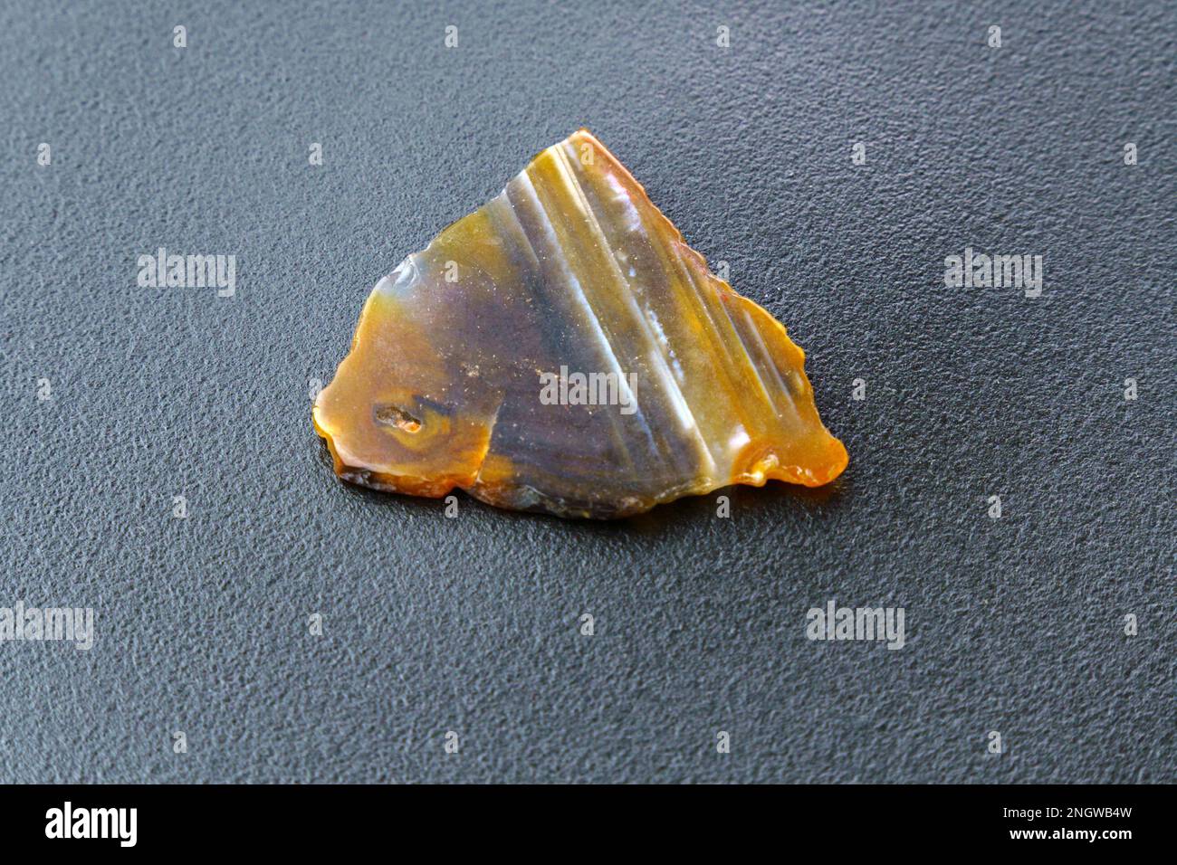 Agate Crystal cross section. Natural light translucent stone close up ...