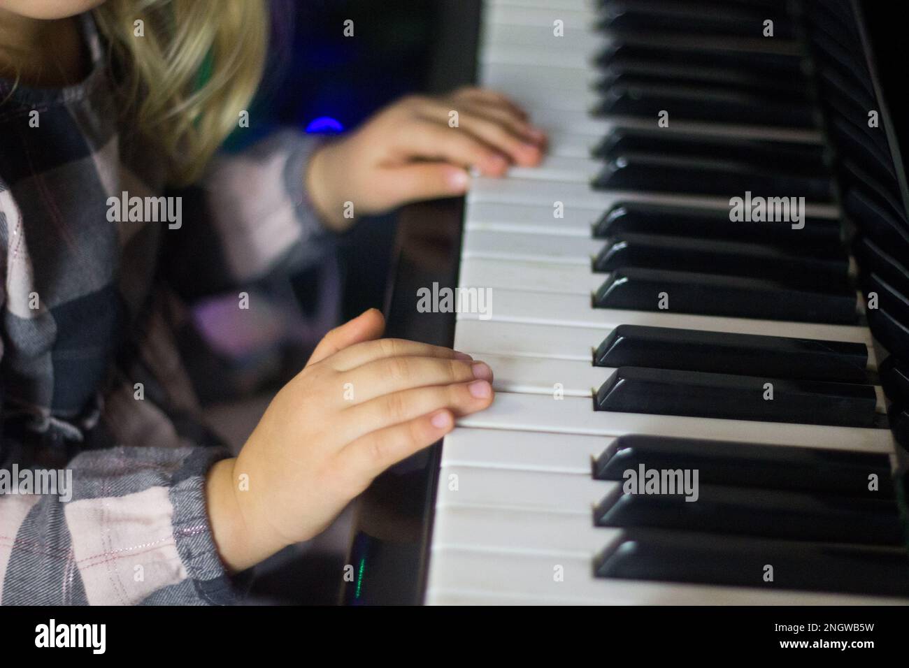 Little girl play piano,kids hands on piano keyboard,homeschooling ...
