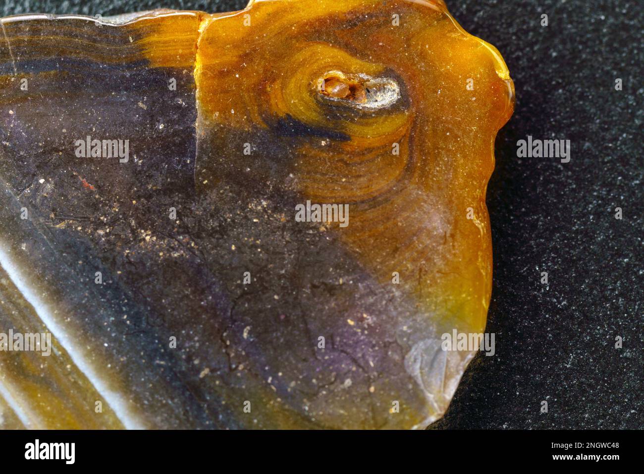 Agate Crystal cross section. Natural light translucent stone macro ...