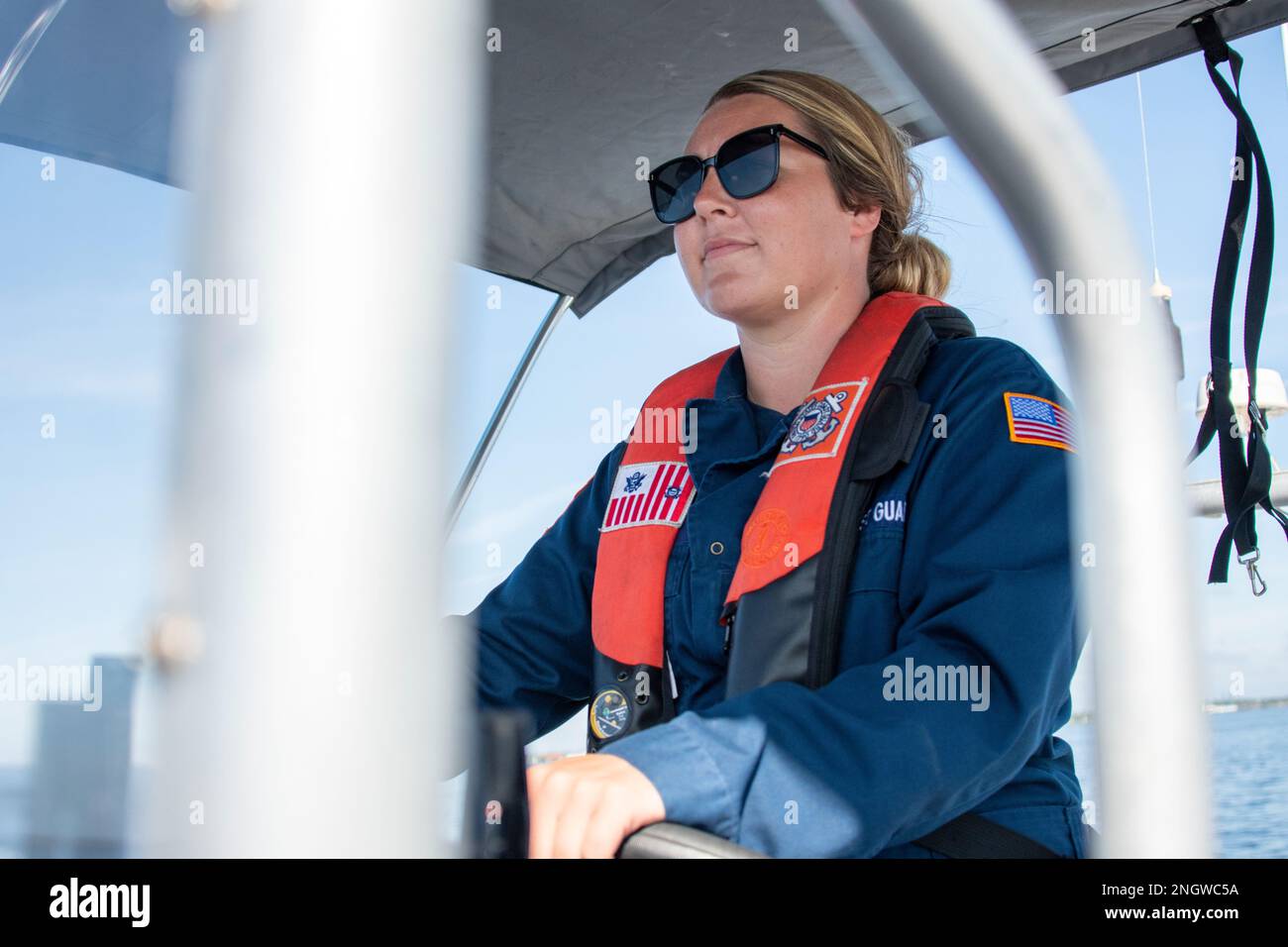 Coast Guard Petty Officer 2nd Class Haven Gill, a boatswain’s mate with ...