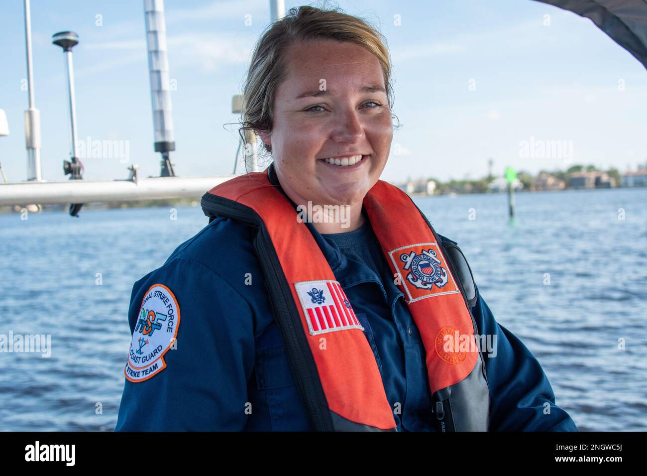 Coast Guard Petty Officer 2nd Class Haven Gill, a boatswain’s mate with ...