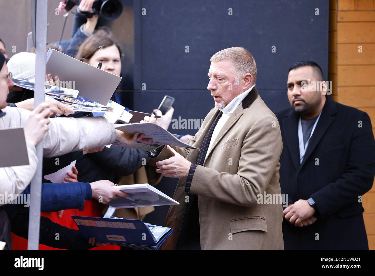 Boris Becker with fans arriving for the „Boom Boom The World vs Boris ...