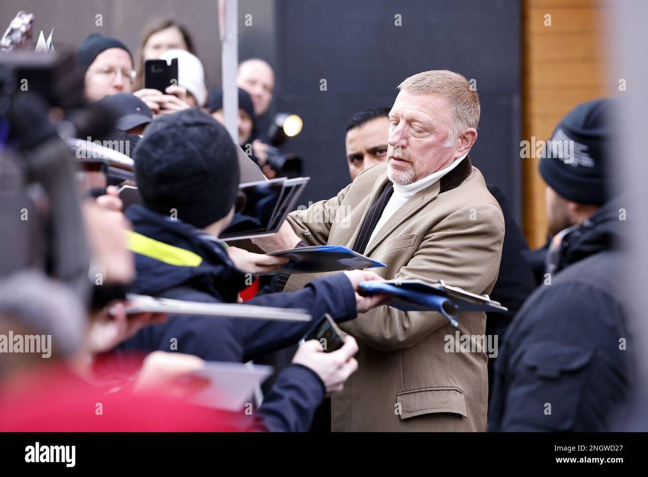 Boris Becker with fans arriving for the „Boom Boom The World vs Boris ...