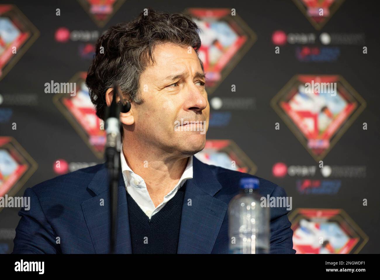 Dan Hart, CEO of Virgin Orbit, Cornwall speaks at a press conference ...