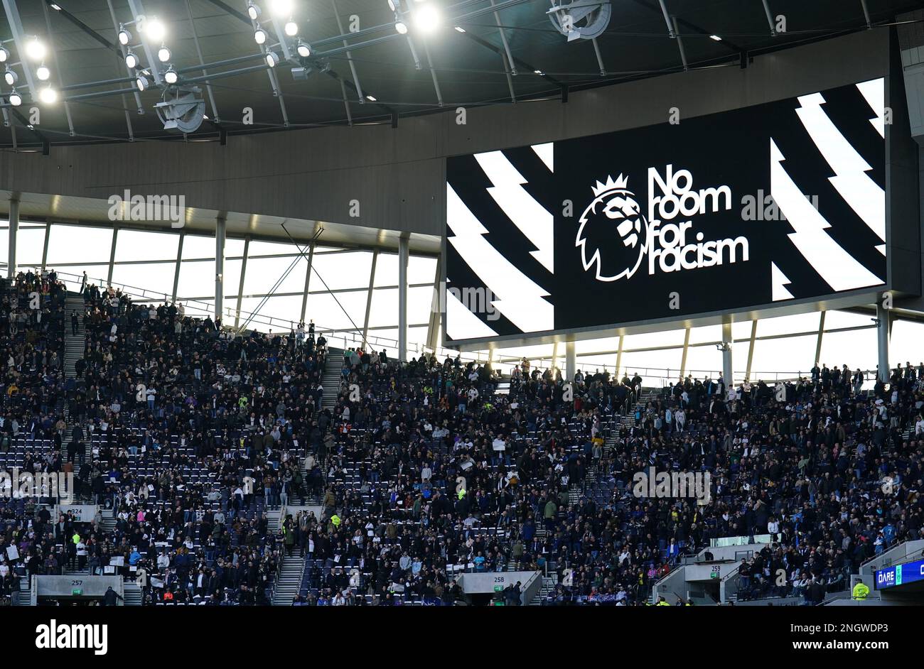 A No Room For Racism logo on the big screen ahead of the Premier League ...