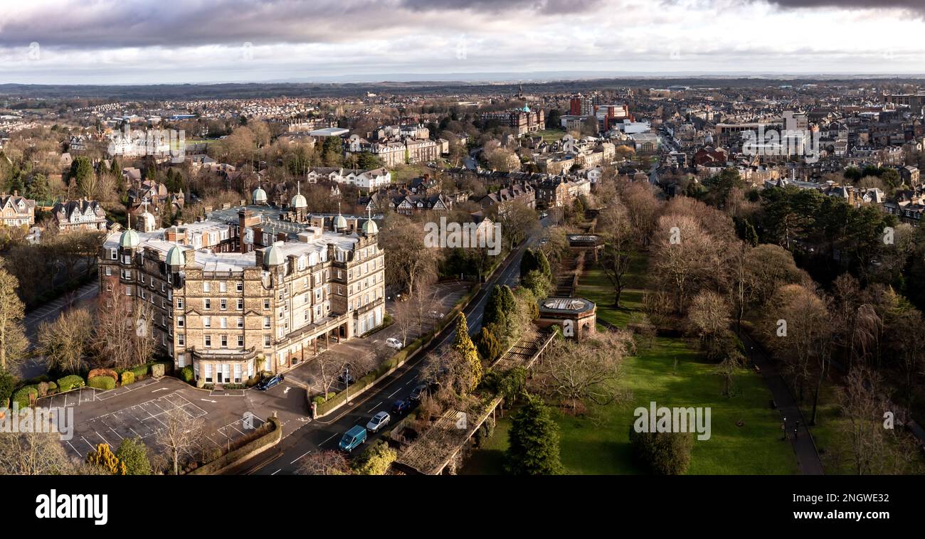 An aerial view of the North Yorkshire Spa Town of Harrogate with the ...