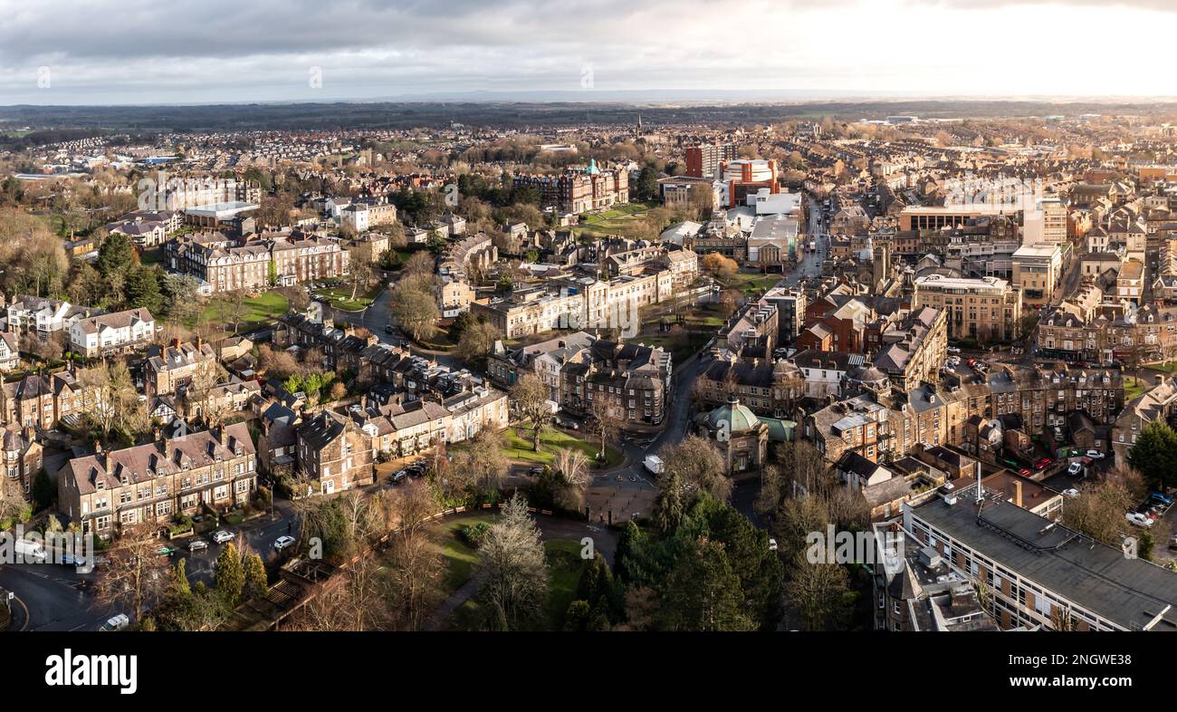 An aerial view of the North Yorkshire Spa Town of Harrogate with ...