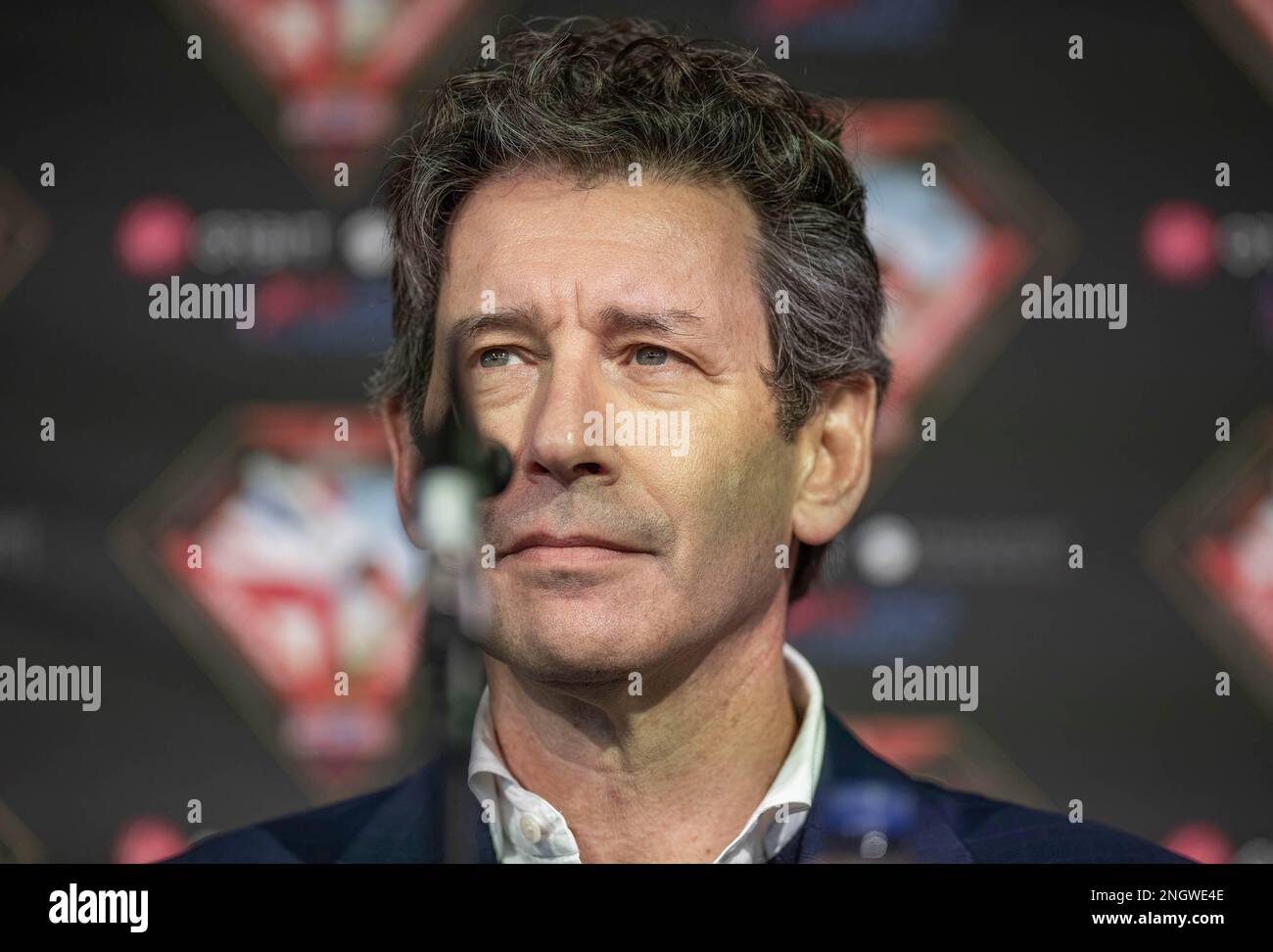 Dan Hart, CEO of Virgin Orbit, Cornwall speaks at a press conference ...