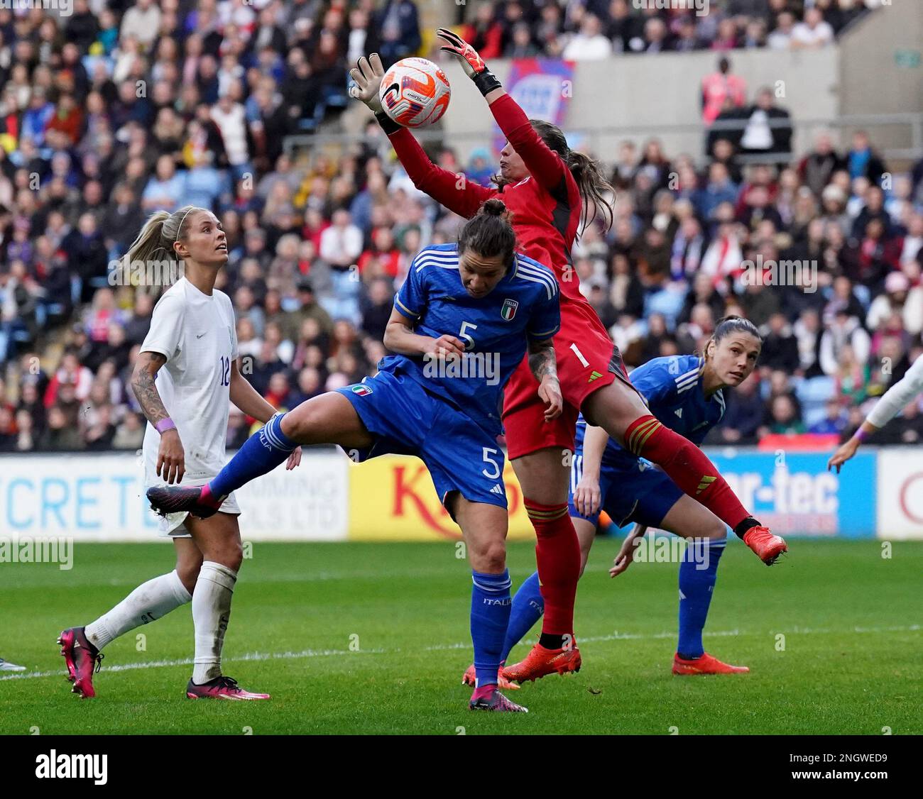 Italy goalkeeper Laura Giuliani makes a save during the Arnold Clark ...