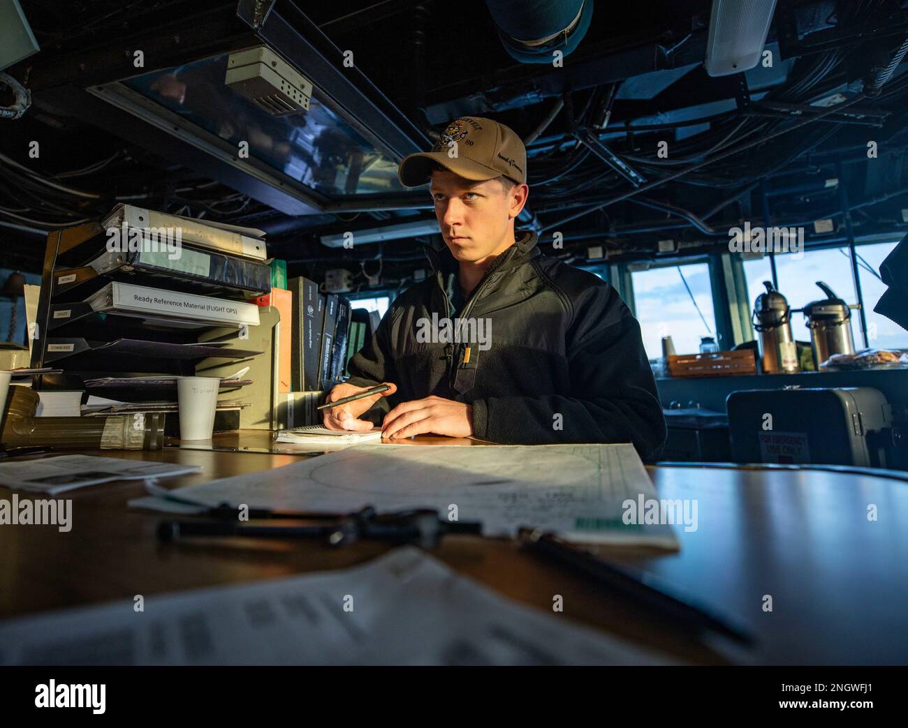 MEDITERRANEAN SEA (Nov. 28, 2022) Ensign Meade Tolen stands watch in ...