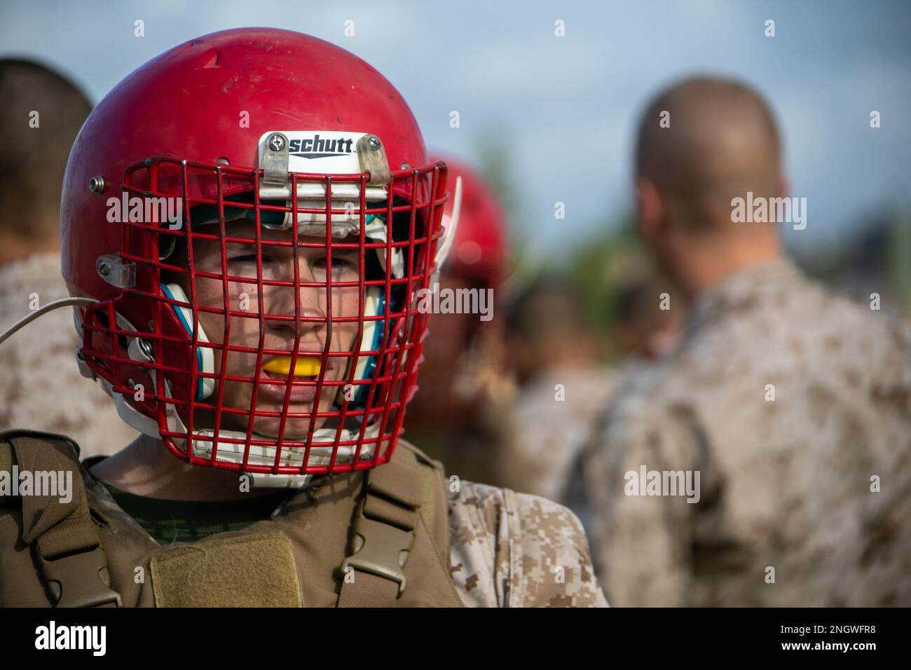A recruit from Lima Company, 3rd Recruit Training Battalion, waits for ...