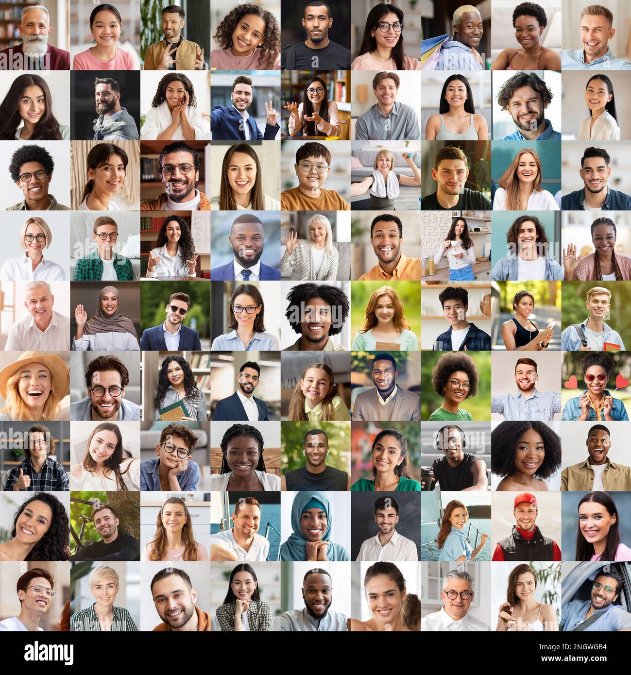 Beautiful happy people posing on various backgrounds, collage Stock ...